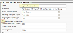 SIP Trunk Authentication between CUCM and VG – AbleNet