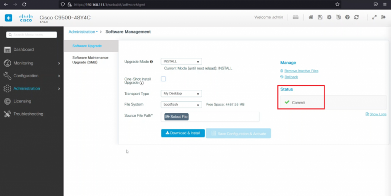 วิธีการอัพเกรด Cisco Catalyst 9500 ผ่านหน้า Web GUI – AbleNet