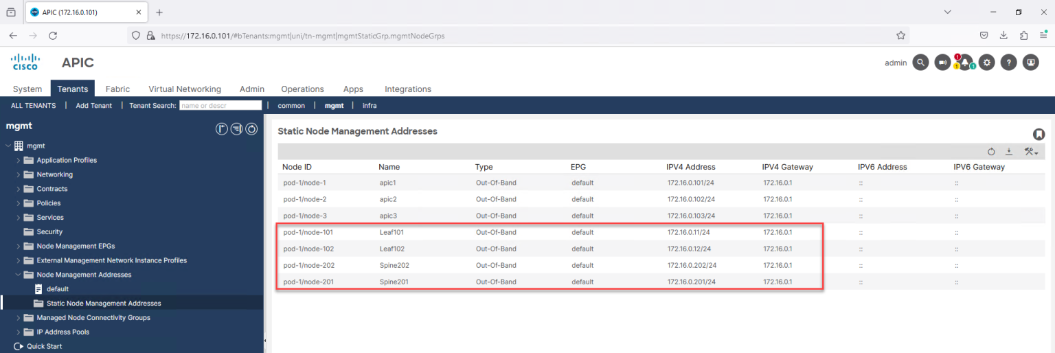 Cisco ACI Lab EP2: การตั้งค่า Out-of-Band IP Management – AbleNet
