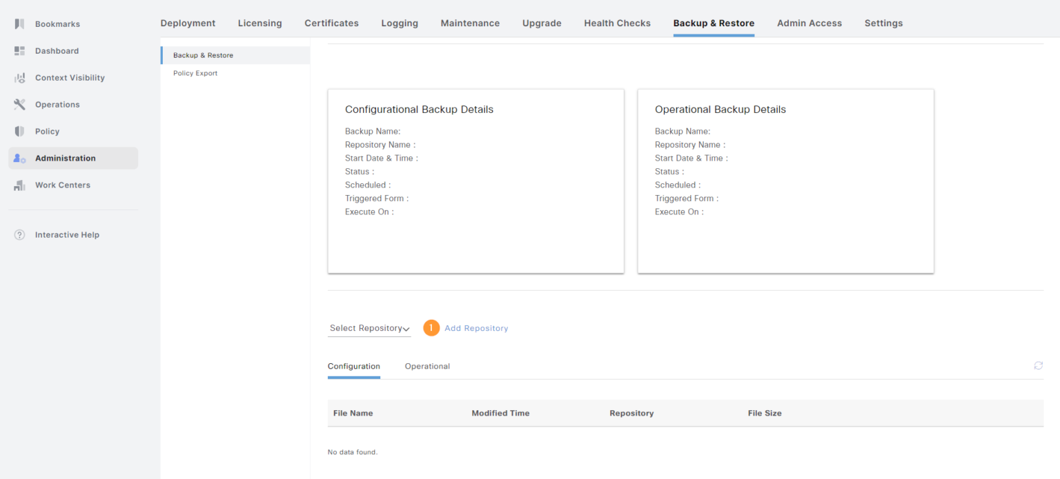 การ Backup Cisco ISE – AbleNet