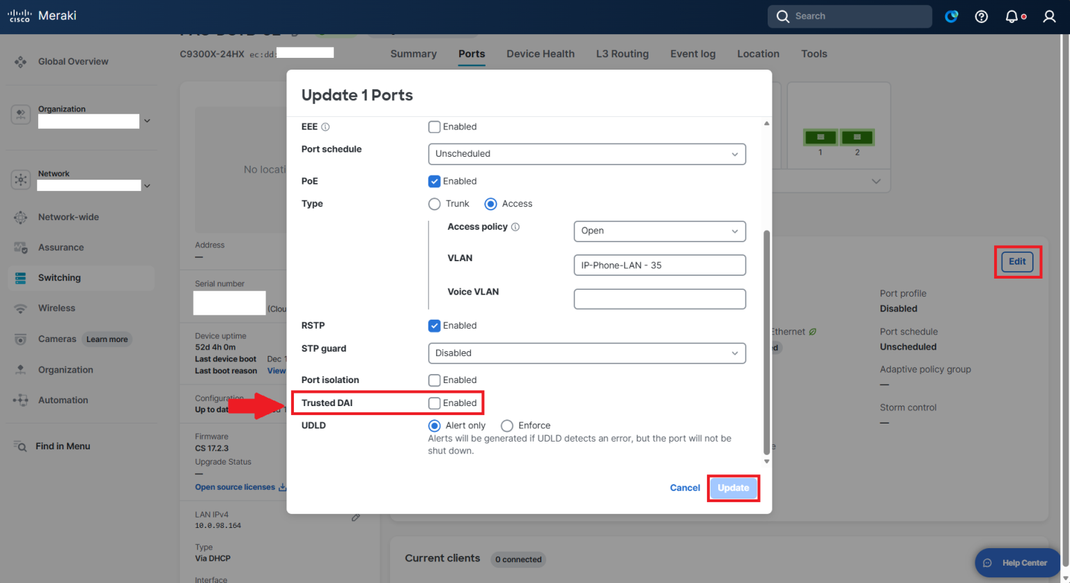 Dynamic ARP Inspection บน Meraki Switch – AbleNet