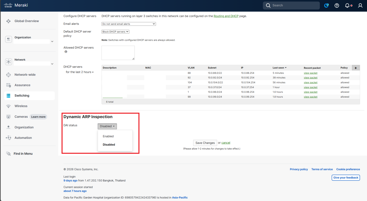Dynamic ARP Inspection บน Meraki Switch – AbleNet